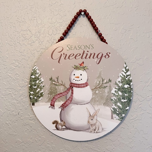 At Home | Holiday | Seasons Greetings Snowman Holiday Sign | Poshmark